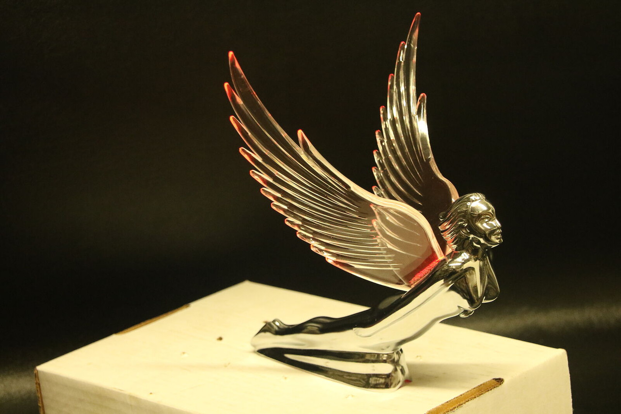 Art Deco Flying Godess 40s 50s Hood Ornament Custom Hot Rod Clear
