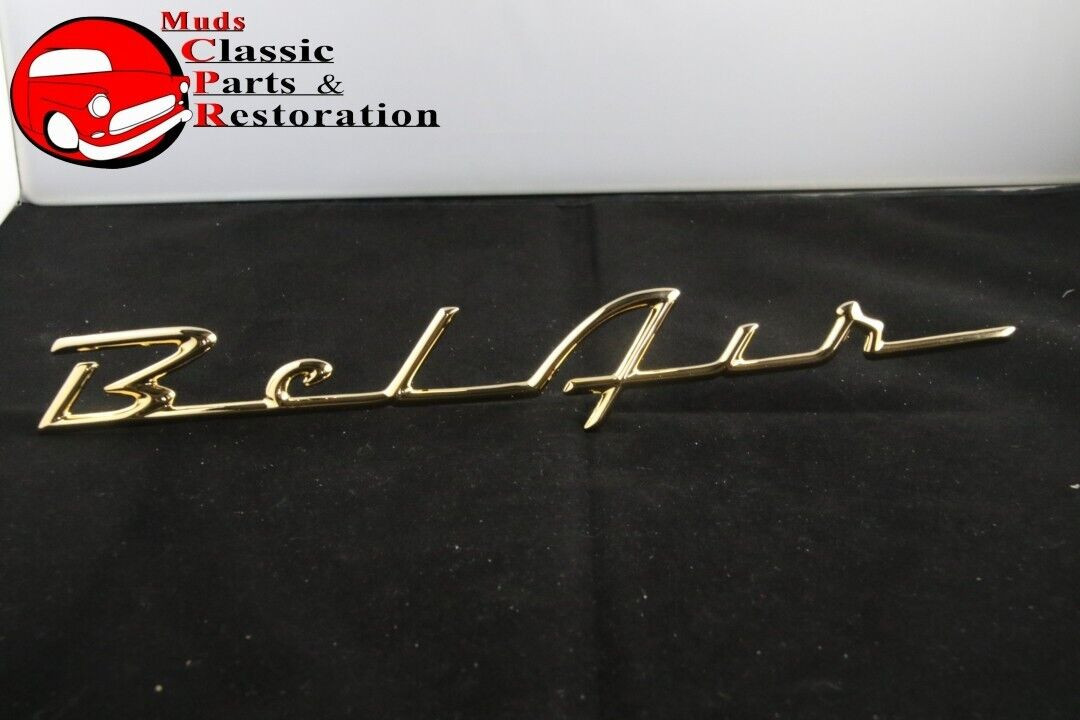 55-57 Chevy Tri Five Gold Belair Rear Quarter Panel Script Emblem ...