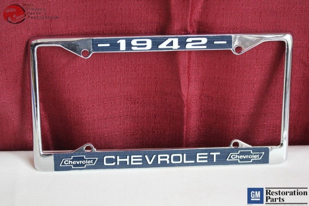 1942 Chevy Chevrolet Gm Licensed Front Rear Chrome License Plate Holder ...
