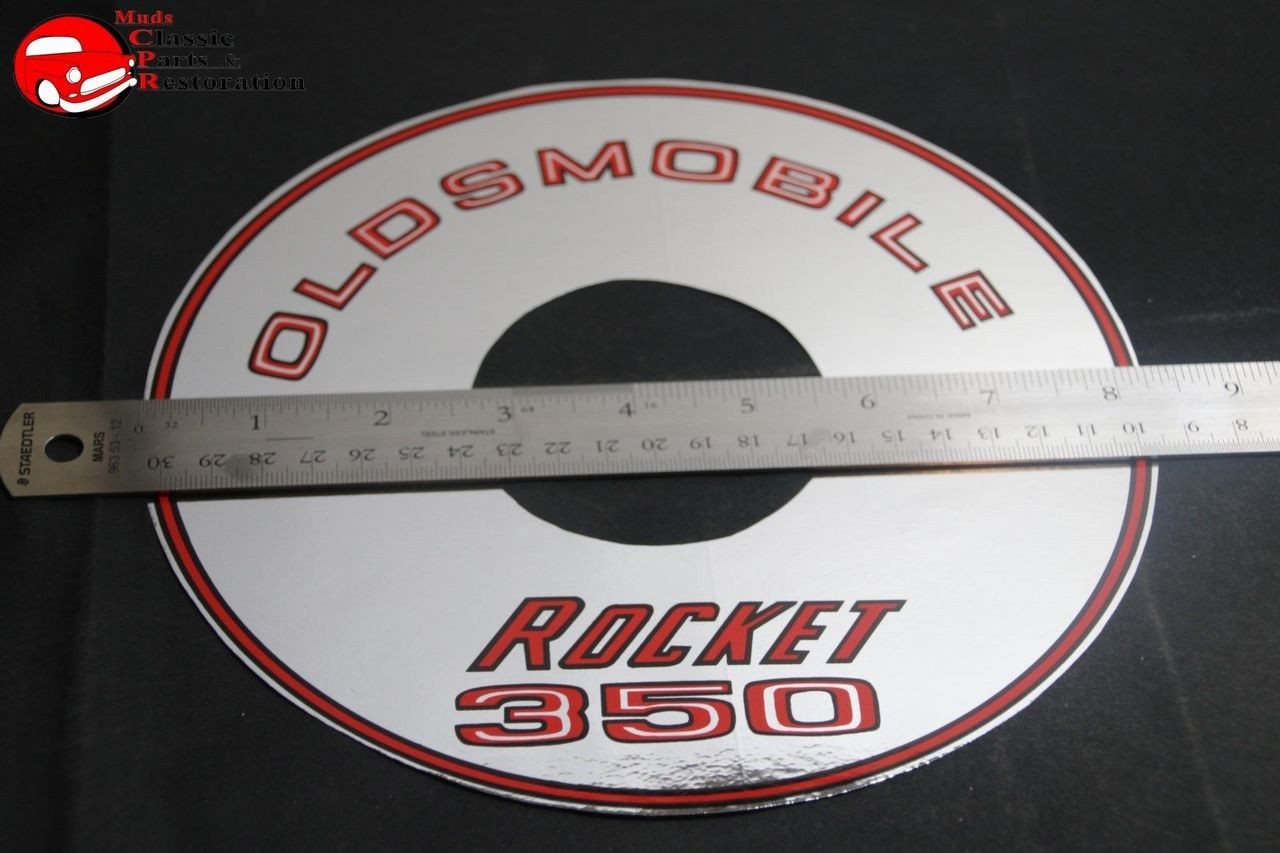 68 Oldsmobile Rocket 350 Air Cleaner Lid Decal 8" Silver - Muds Classic ...
