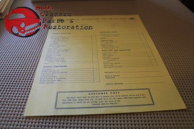 Chevy New Car Adjustment And Inspection Sheet