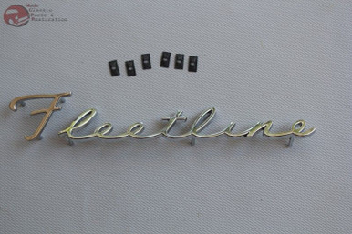 41-48 Chevy Passenger Car Fleetline Script Rear Trunk Deck Lid Emblem New