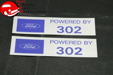 Ford "Powered By Ford 302" Valve Cover Decals Pair Aftermarket W/Ford ...