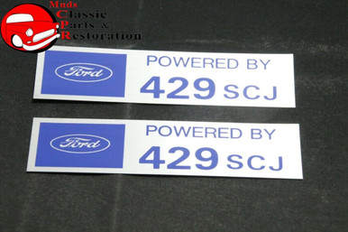 Ford "Powered By Ford 429Scj Valve Cover Decals Pair Aftermarket W/Ford ...