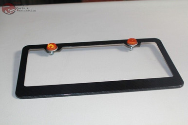 Carbon Fiber Wide Bottom License Plate Frame Amber Reflectors Truck Hot ...