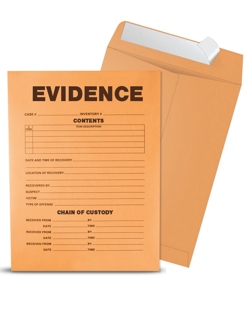 Printed Evidence Envelopes 9" x 12" 100 Pack | Arrowhead Forensics