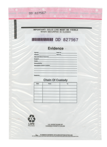 Tamper Indicating Evidence Bags 9" x 12" 100pk | Arrowhead Forensics