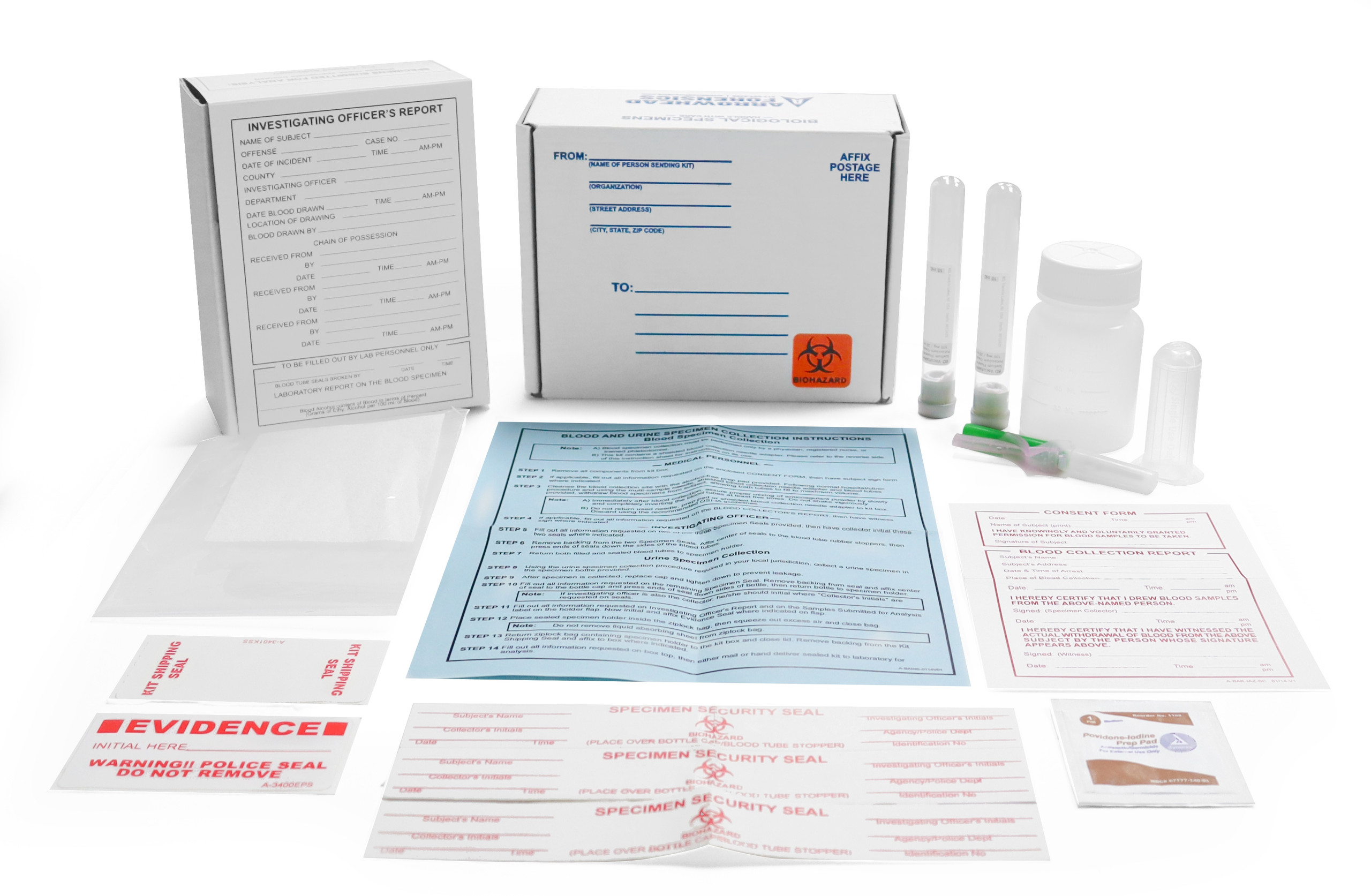 Blood and Urine Alcohol Specimen Collection Kit | Arrowhead Forensics