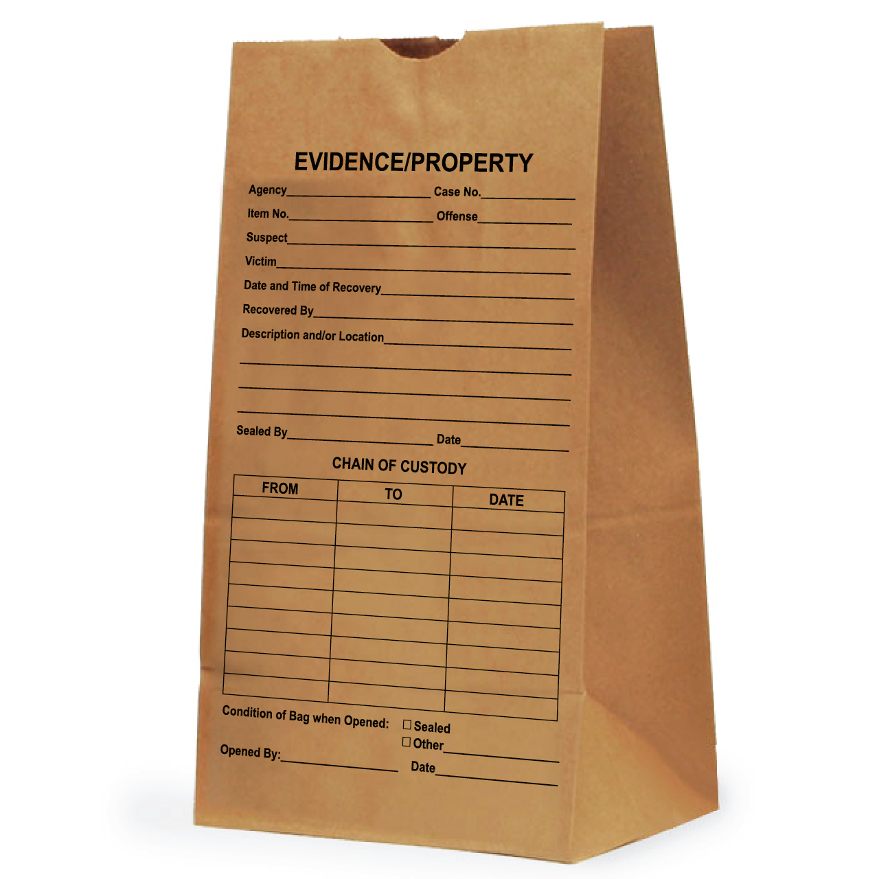 Printed Paper Evidence Bags 5" x 3" x 10" 100 Pack | Arrowhead Forensics