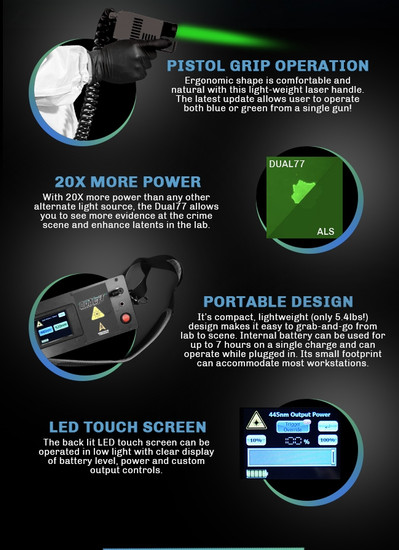 Dual77 Pistol Grip Investigation Laser | Arrowhead Forensics