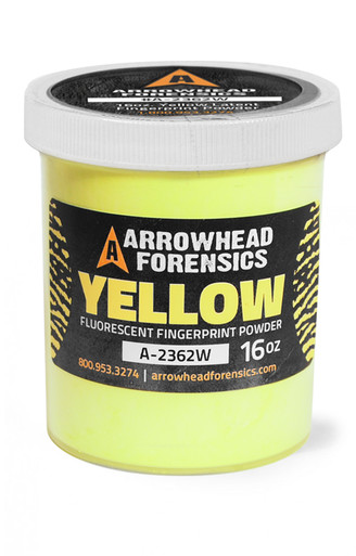 Yellow Fluorescent Latent Fingerprint Powder 16oz | Arrowhead Forensics
