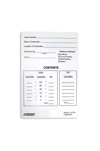 Currency Label 4" x 6" | Arrowhead Forensics