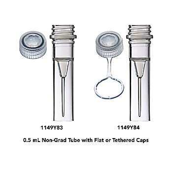 0.5mL Assembled Tethered Clear Screw Cap & Tube, Skirted Base, Sterile ...