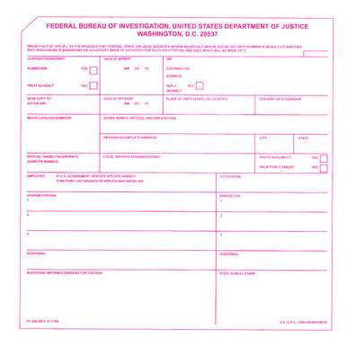 Criminal Booking Cards | Arrowhead Forensics