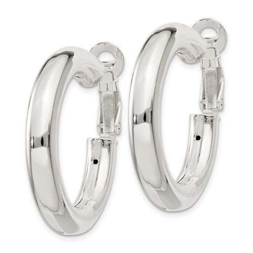 Sterling Silver Omega Back Hoop Earrings 30mm