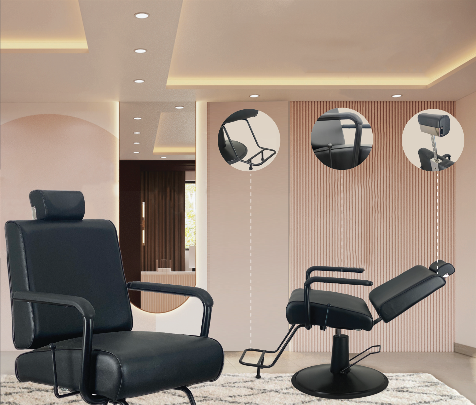 Cyrus BLACK Upholstery Reclining Salon Chair