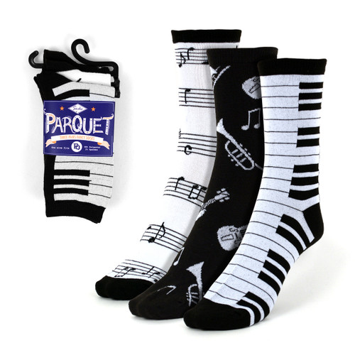 Assorted Pack (3 pairs/pack) Women's Music Theme Novelty Socks ...
