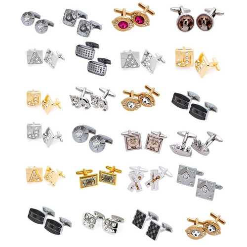 24 Pc Random Assorted Novelty Cuff Links- 24NCLASST