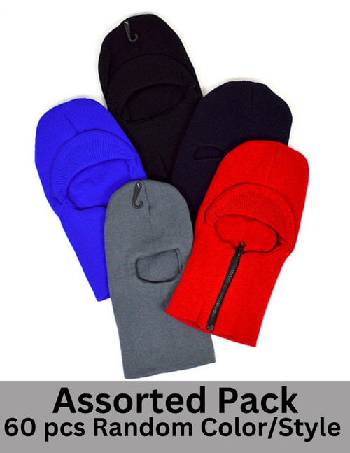 60pc Random Assorted Balaclava Face Mask/Ski Mask- HAP60-ASST
