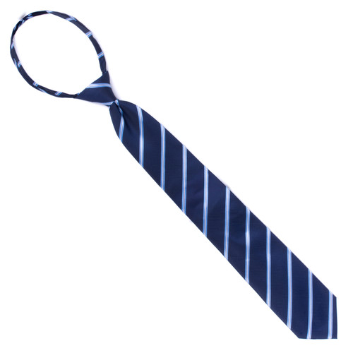 6 pc Men's Navy Striped Zipper Tie - MPWZ-BL3