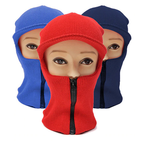 One Hole Face Mask/Ski Mask with Visor and Zipper Front - LH1004