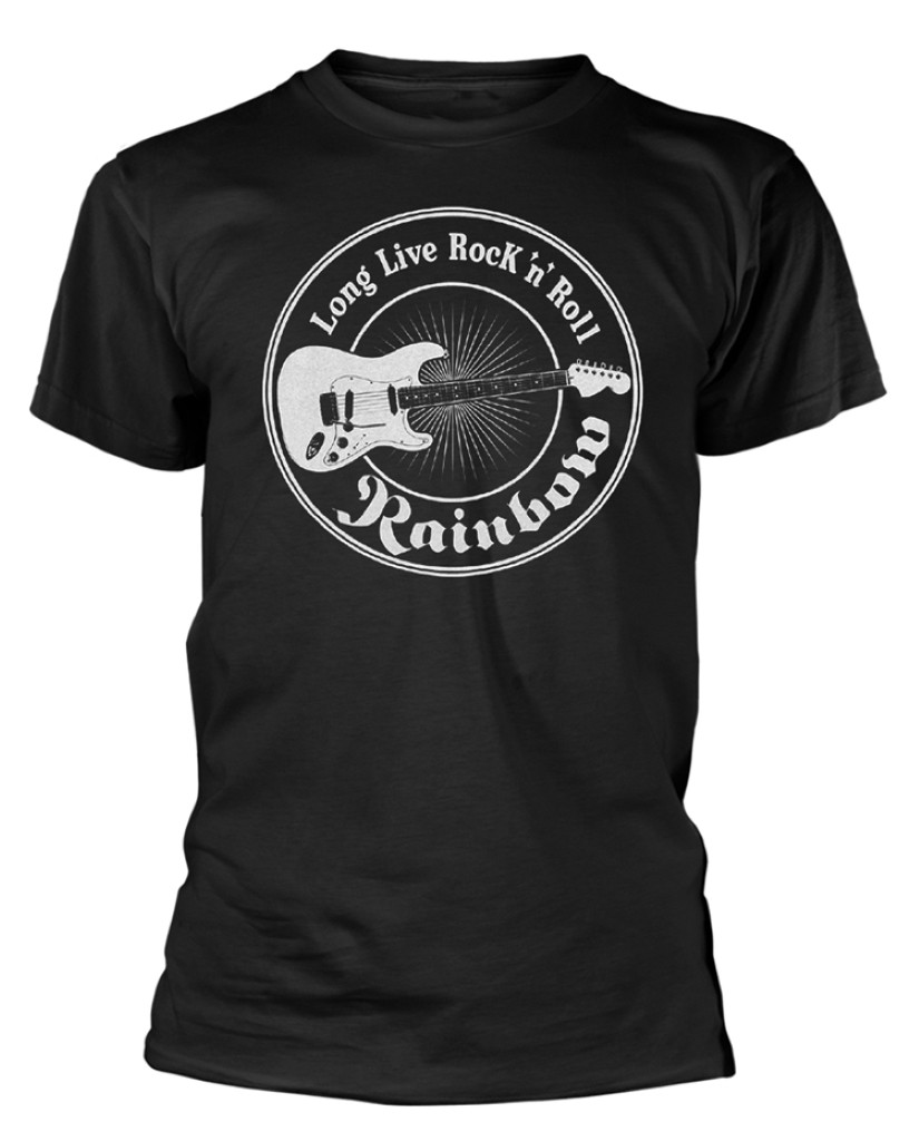 Rainbow 'Long Live Rock N Roll Guitar' (Black) T-Shirt - Eyesore Merch