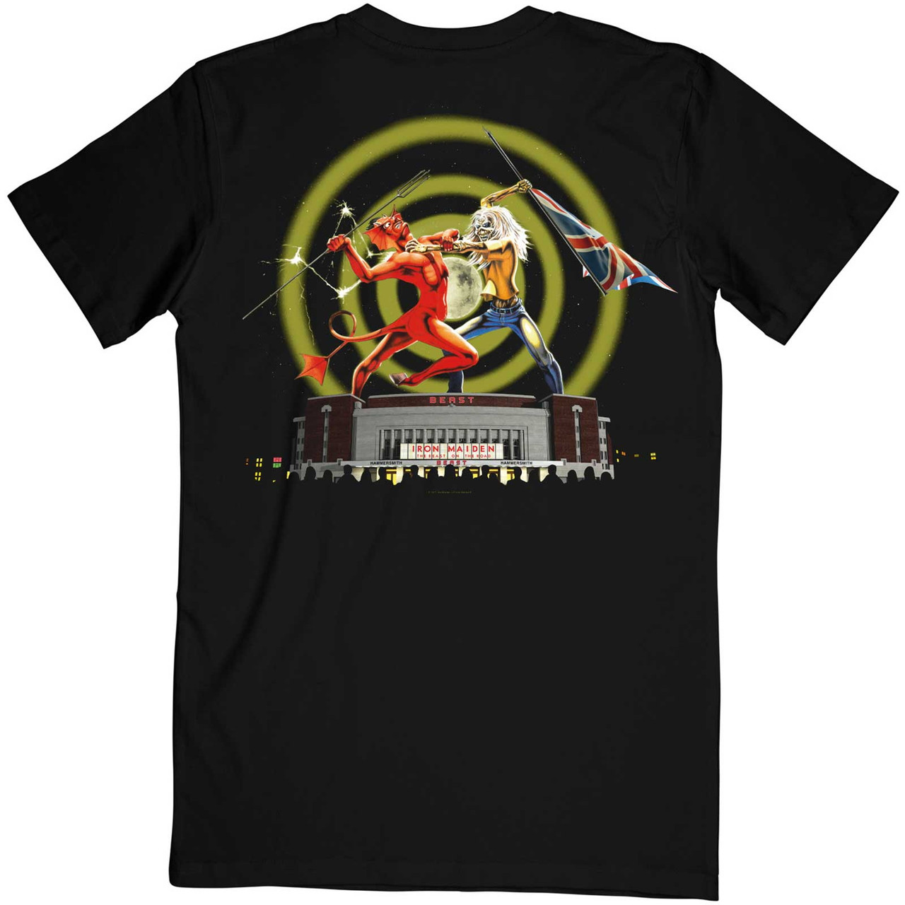 Iron Maiden 'Beast Over Hammersmith Eddie & Devil' (Black) T-Shirt