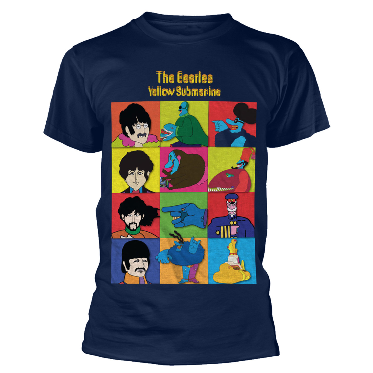 The Beatles Yellow Submarine Characters Navy T Shirt ¦ Eyesore Merch
