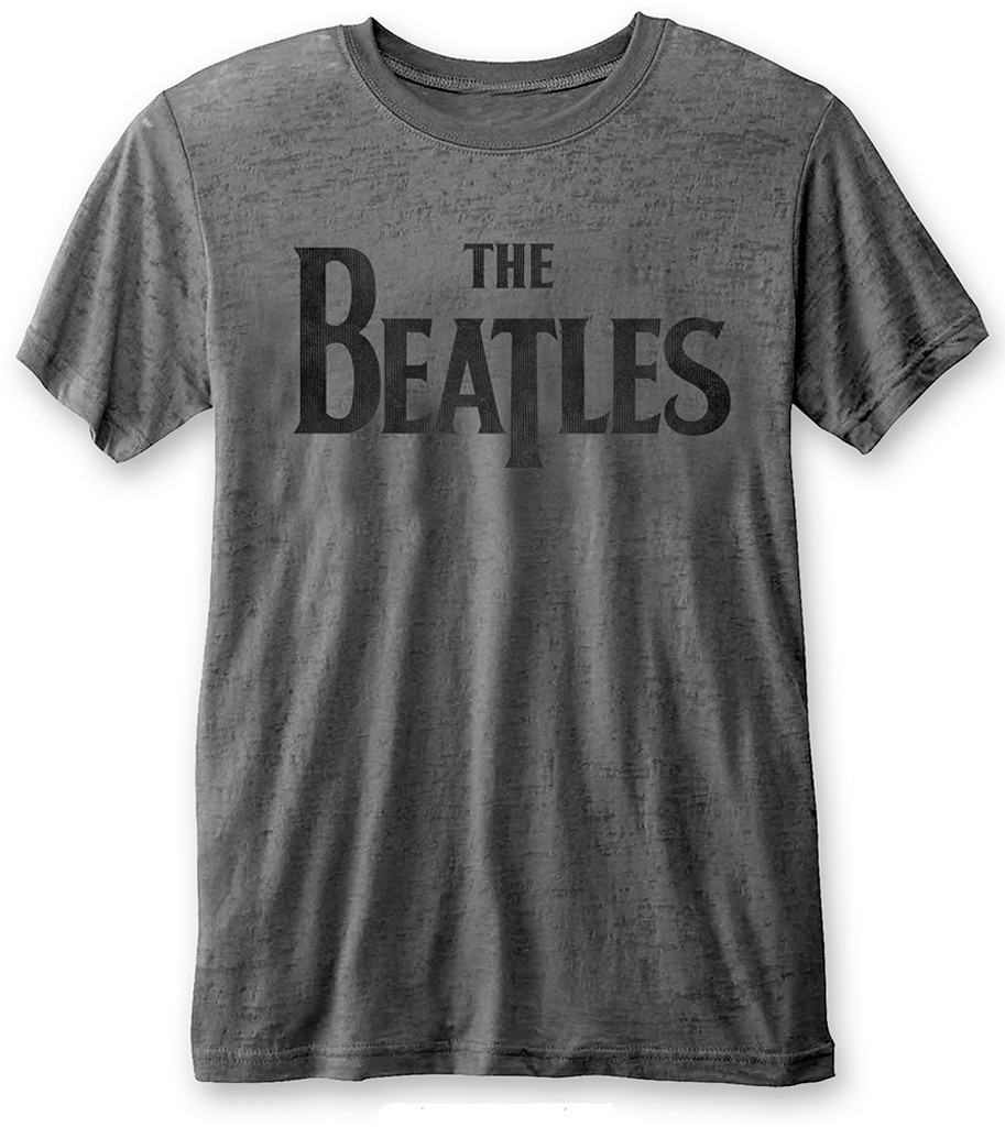 The Beatles 'Drop T Logo' (Grey) Burnout T-Shirt