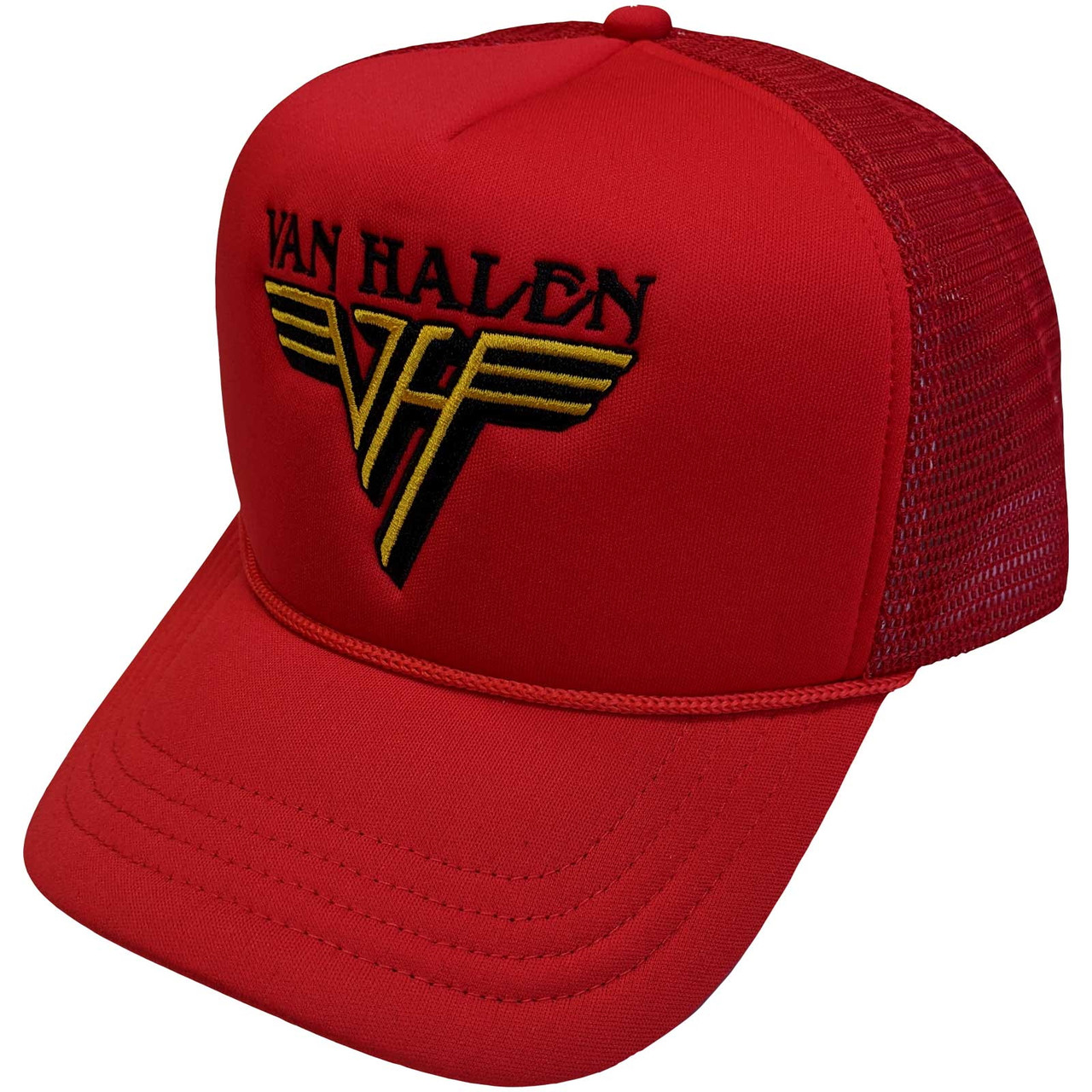 Van Halen 'Text & Classic Logo' (Red) Trucker Cap | Eyesore Merch