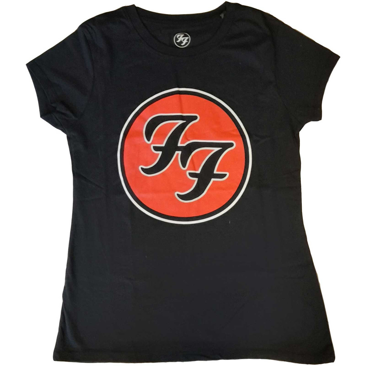 Foo Fighters Ff Logo Black Womens Fitted T Shirt Eyesore Merch