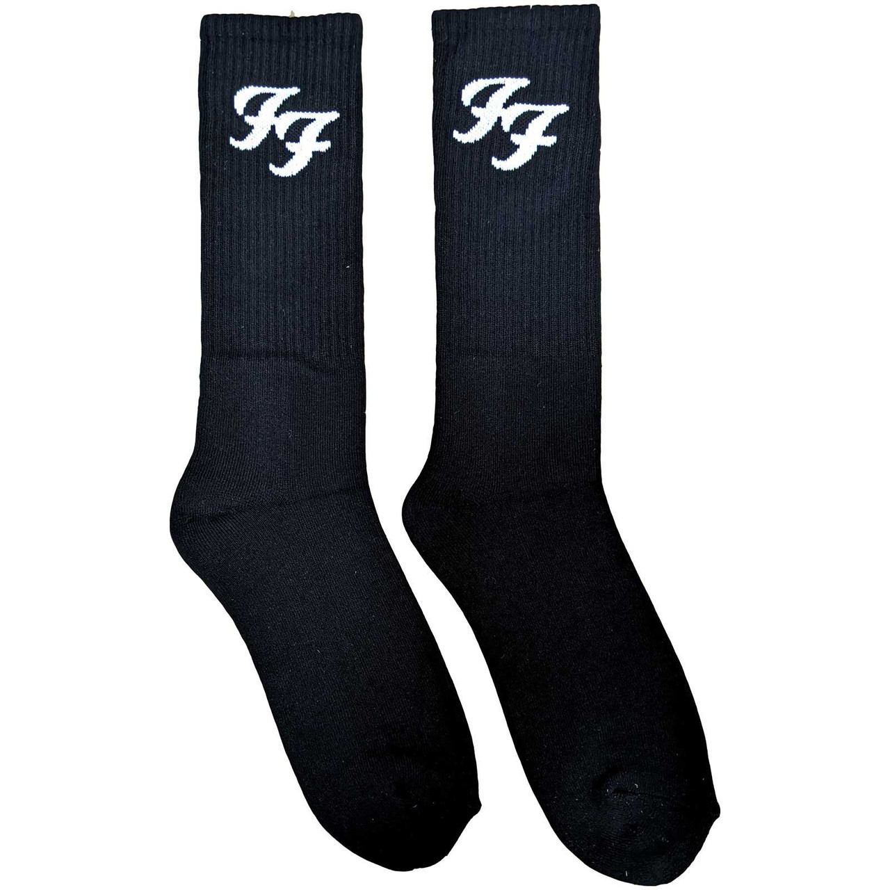 Foo Fighters 'White FF' (Black) Socks (One Size = UK 7-11) | Eyesore Merch