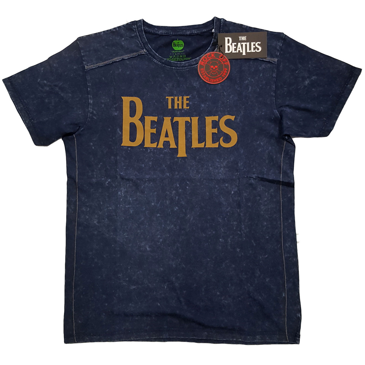 The Beatles 'Drop T Logo' (Blue) Snow Wash T-Shirt