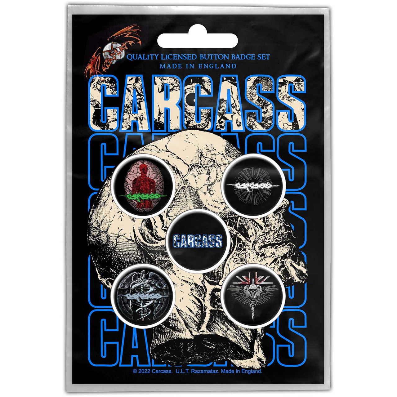 Carcass 'Necro Head' Button Badge Pack | Eyesore Merch