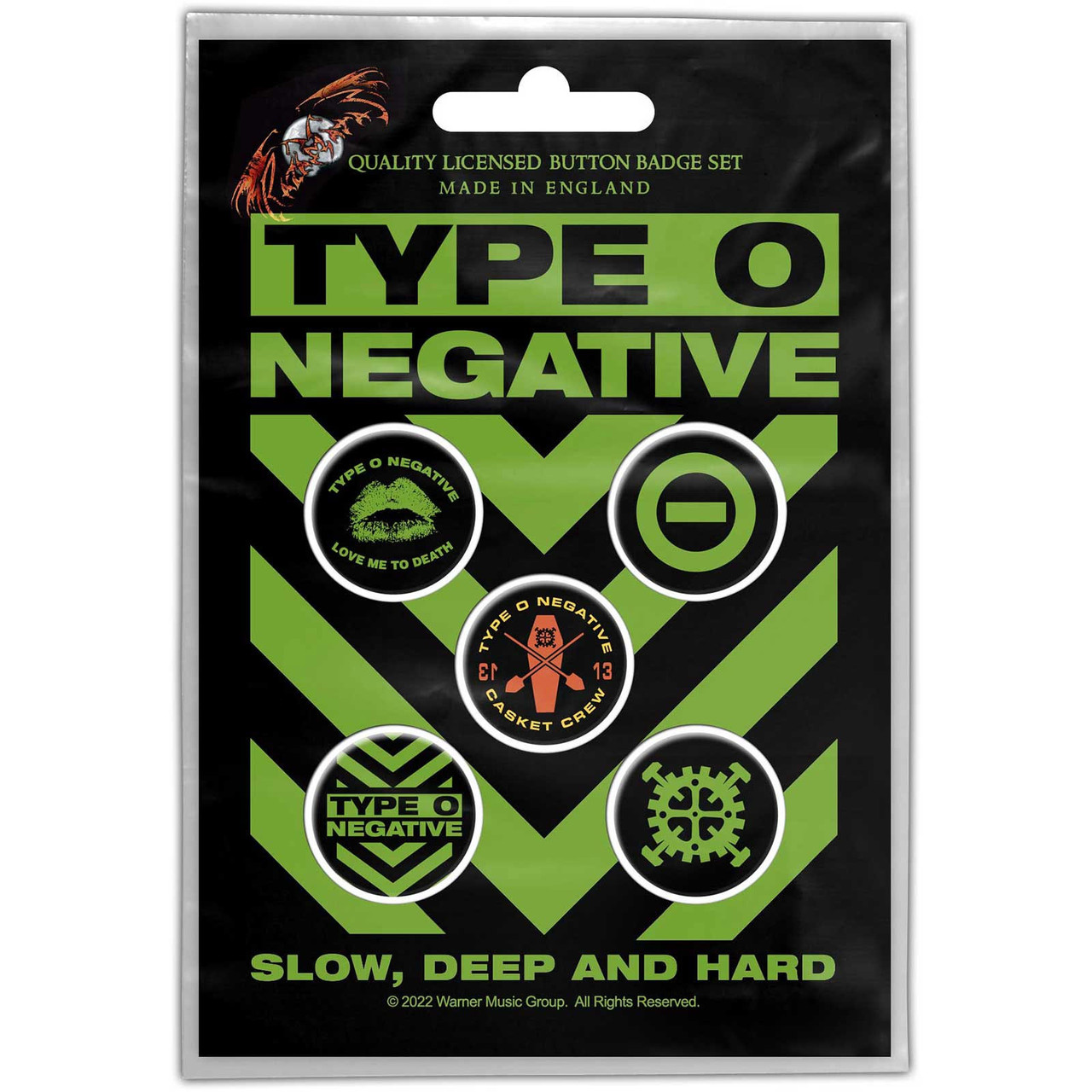 Type O Negative 'Slow, Deep and Hard' Button Badge Pack | Eyesore Merch