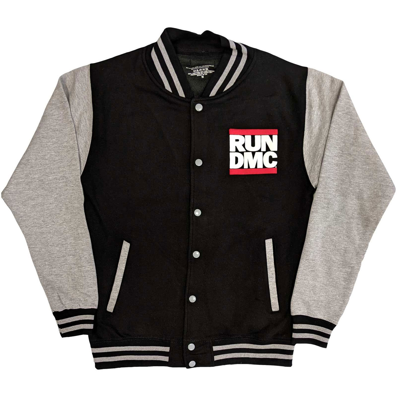 Run DMC 'It's Like That' (Black & Grey) Varsity Jacket | Eyesore Merch