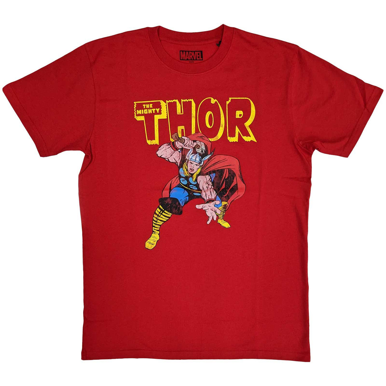 Marvel Thor 'Thor Hammer Distressed' (Red) T-Shirt | Eyesore Merch