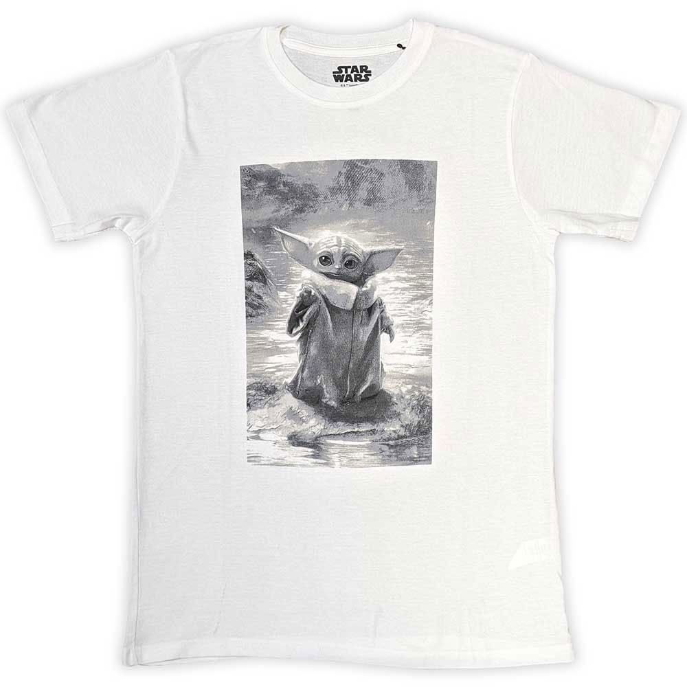 Star Wars - The Mandalorian 'Grogu B&W' (White) T-Shirt | Eyesore Merch