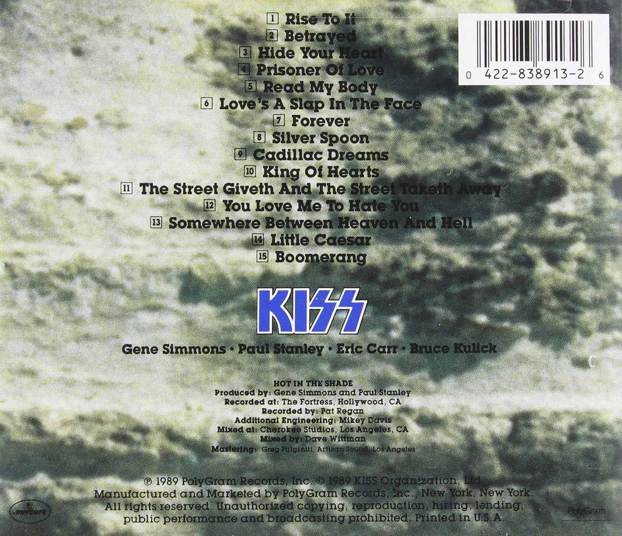 Kiss 'Hot In The Shade' CD Jewel Case