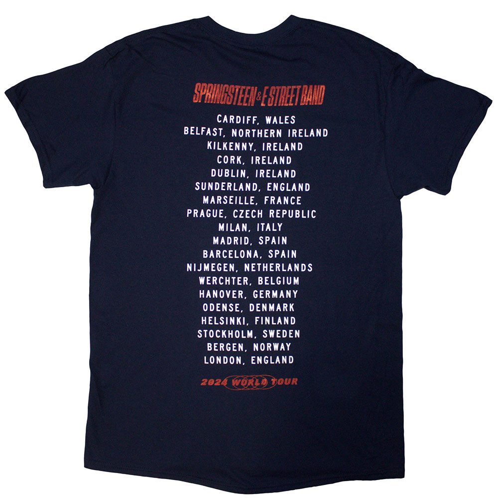 Bruce Springsteen 'Tour '24 Guitar Photo' (Blue) T-Shirt | Eyesore Merch