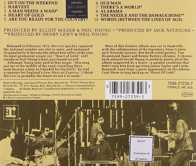 Neil Young 'Harvest' CD Jewel Case