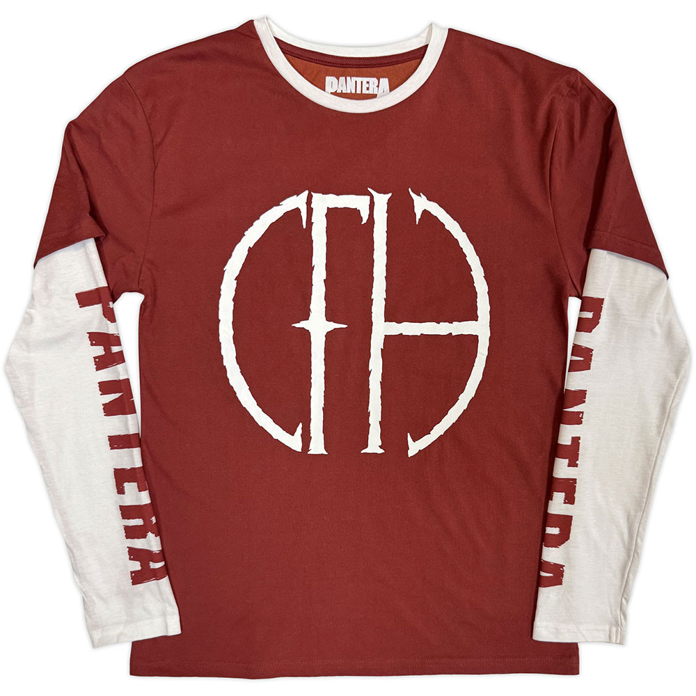 Pantera 'Frayed Logo' (Red & White) Layered Long Sleeve Shirt | Eyesore ...