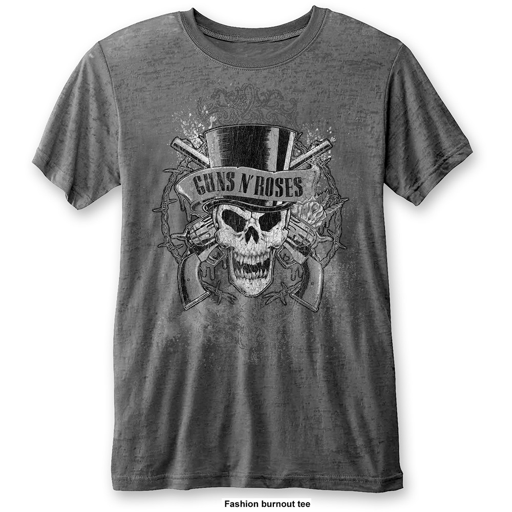 Guns N' Roses 'Faded Skull' (Grey) Burnout T-Shirt | Eyesore Merch