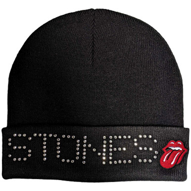 The Rolling Stones 'Stones Embellished' (Black) Beanie Hat | Eyesore Merch
