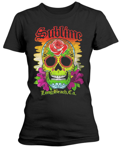 Sublime 'Colour Skull' (Black) Womens Fitted T-Shirt | Eyesore Merch