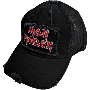 Iron Maiden 'Scuffed Logo' (Black) Trucker Cap