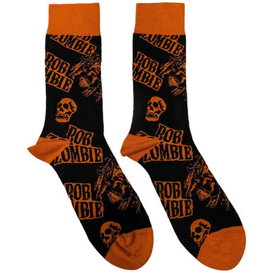 Rob Zombie 'Skull Face Orange' (Black) Socks (One Size = UK 7-11 ...