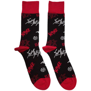 Slayer 'Logos Pattern' (Black) Socks (One Size = UK 7-11) ¦ Eyesore Merch