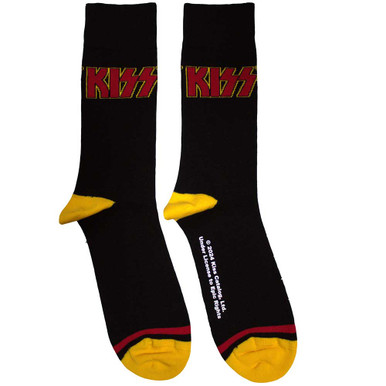KISS 'Red Logo Single Stripe' (Black) Socks (One Size = UK 7-11 ...