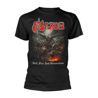 Saxon 'Hell, Fire And Damnation' (Black) T-Shirt | Eyesore Merch